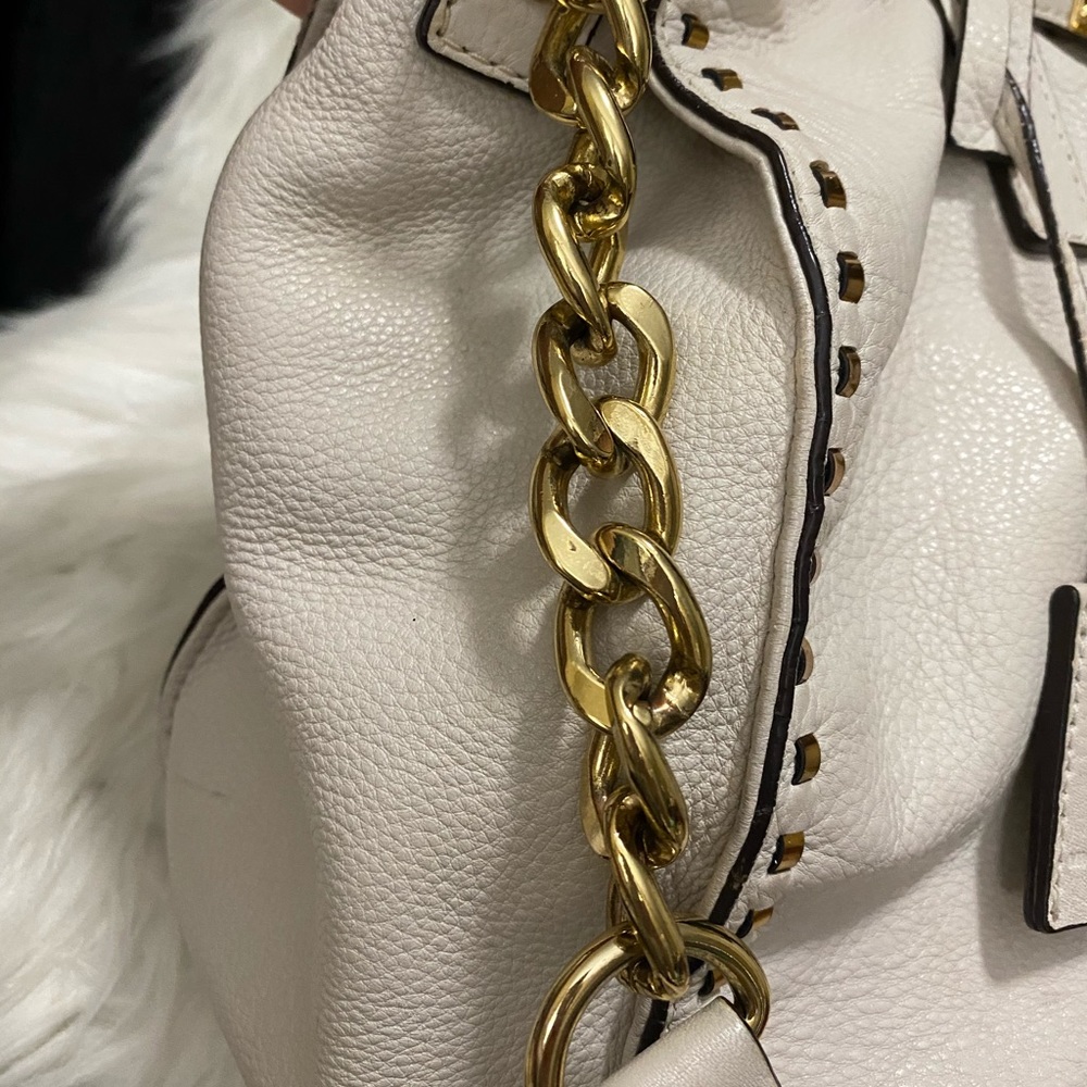 Michael Kors Ivory Leather Bag W/ Woven Gold Trim - Gem